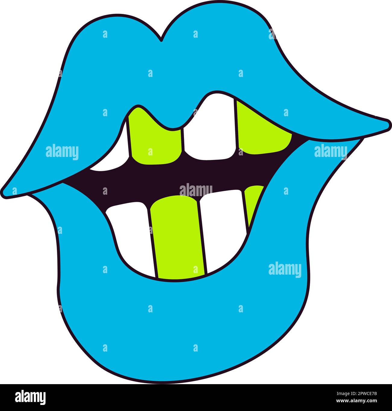 Doodle mouth and lips with colored teeth vector Stock Vector Image ...