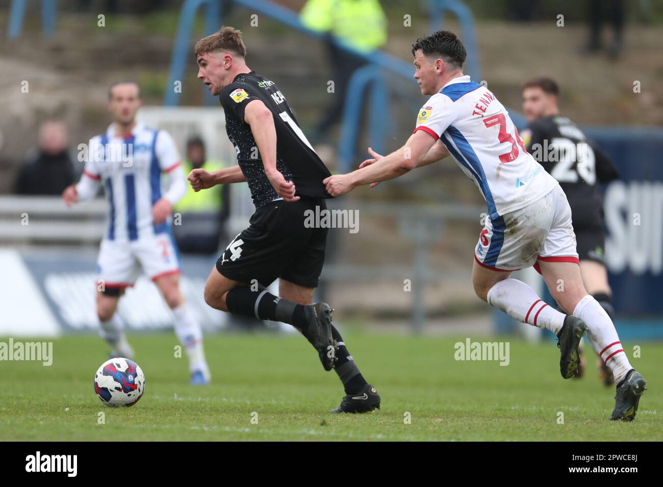 Barrow's Harrison Neal in action with Hartlepool United's Connor ...