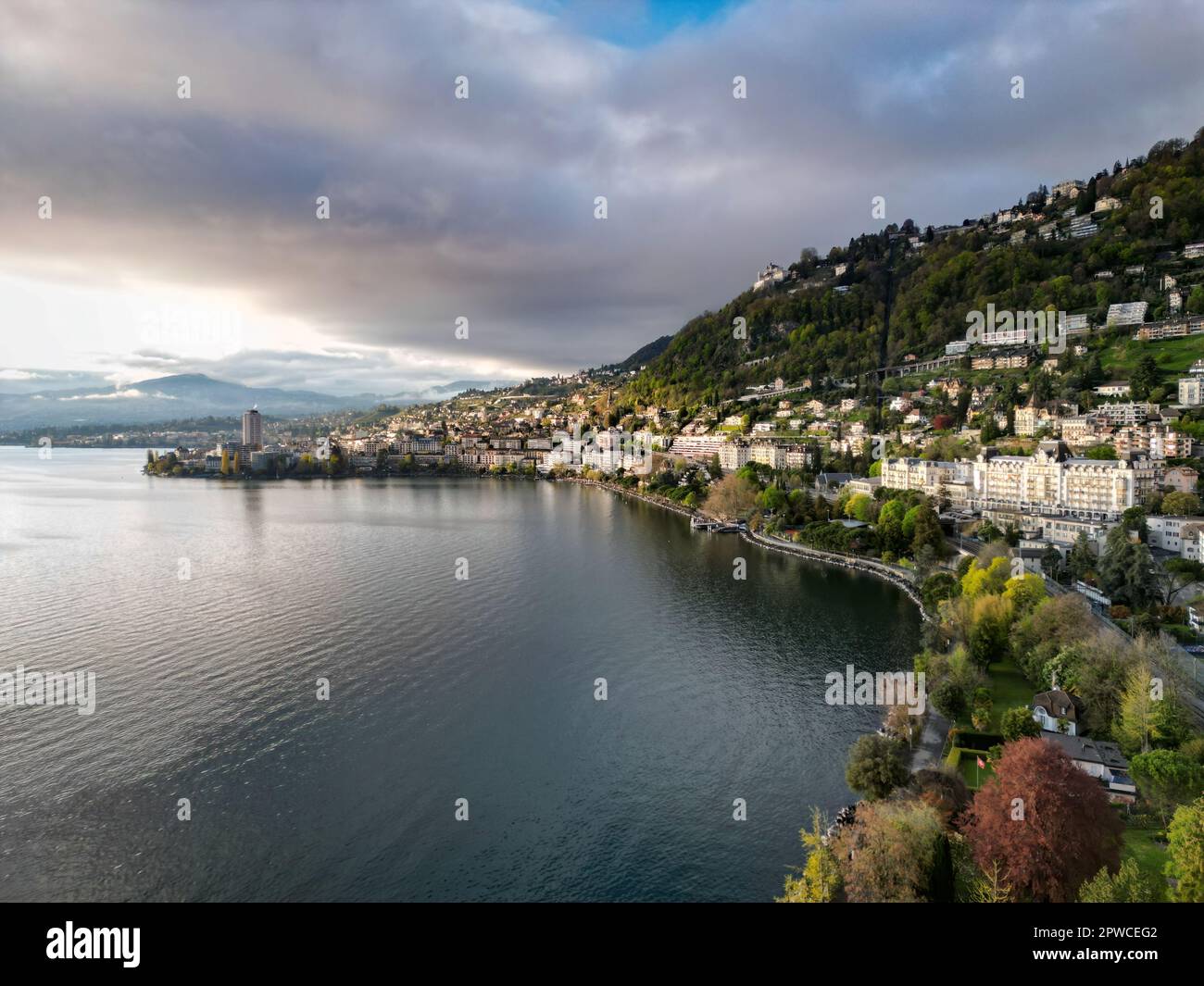 Beautiful Montreux Riviera at sunset Stock Photo - Alamy