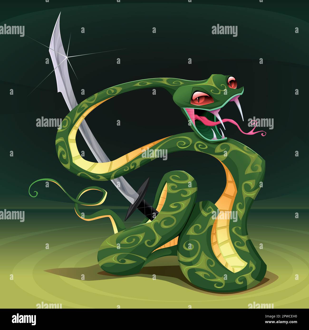 Poisonous snake with saber. Cartoon vector illustration Stock Vector ...