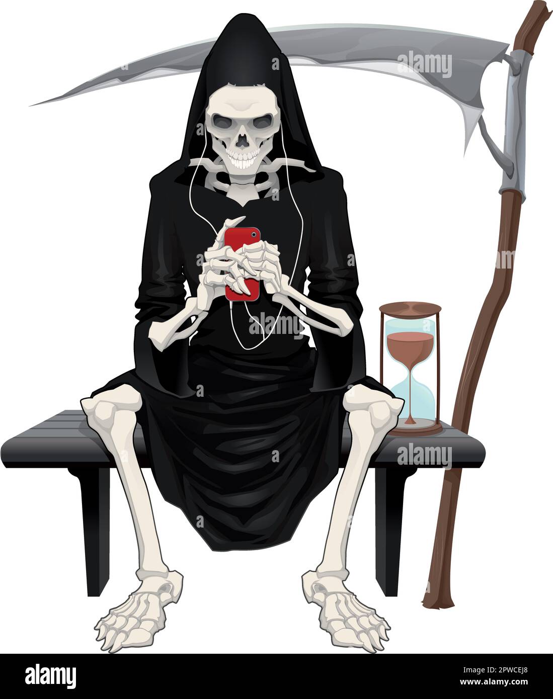 The death sitting on a bench. Isolated vector illustration Stock Vector ...