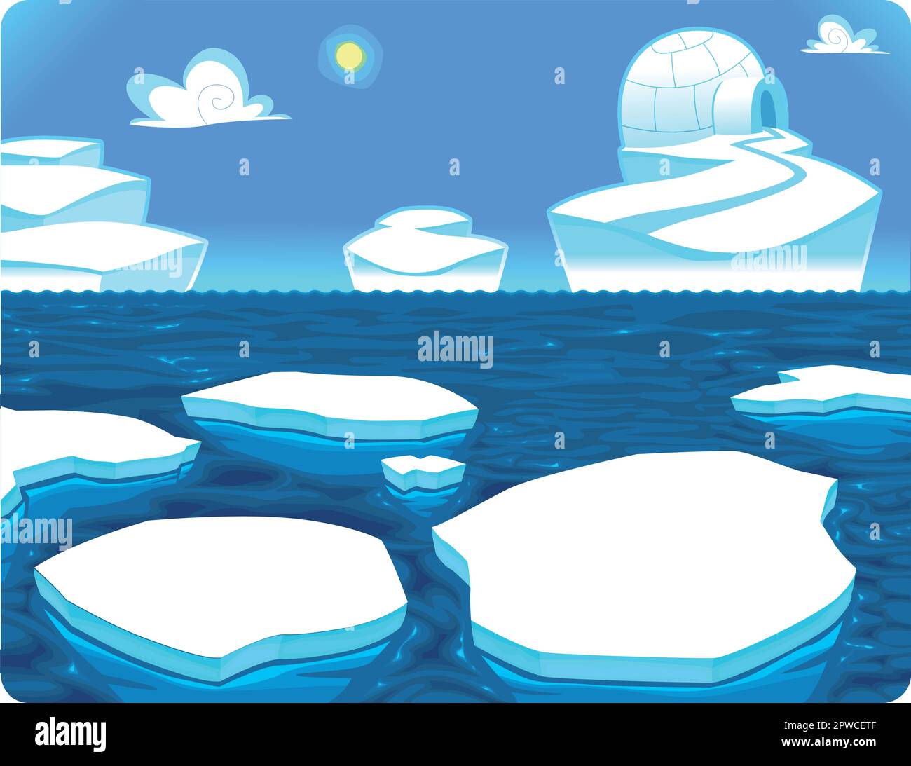 Polar scene. Vector and cartoon illustration Stock Vector Image & Art ...