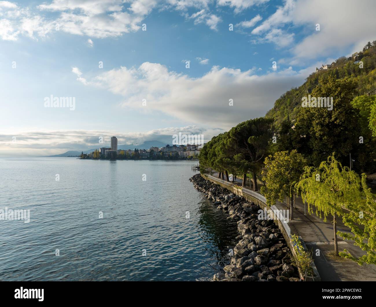 Beautiful Montreux Riviera at sunset Stock Photo - Alamy