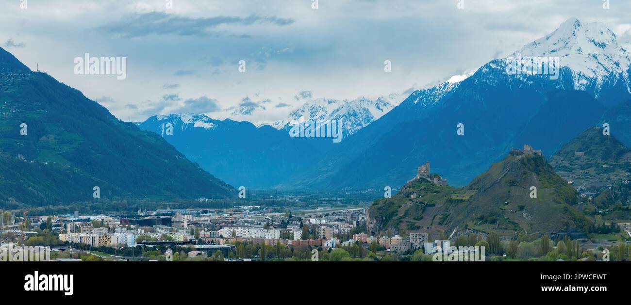 Sion Switzerland also called Sitten with Valere Castle and Tourbillon ...