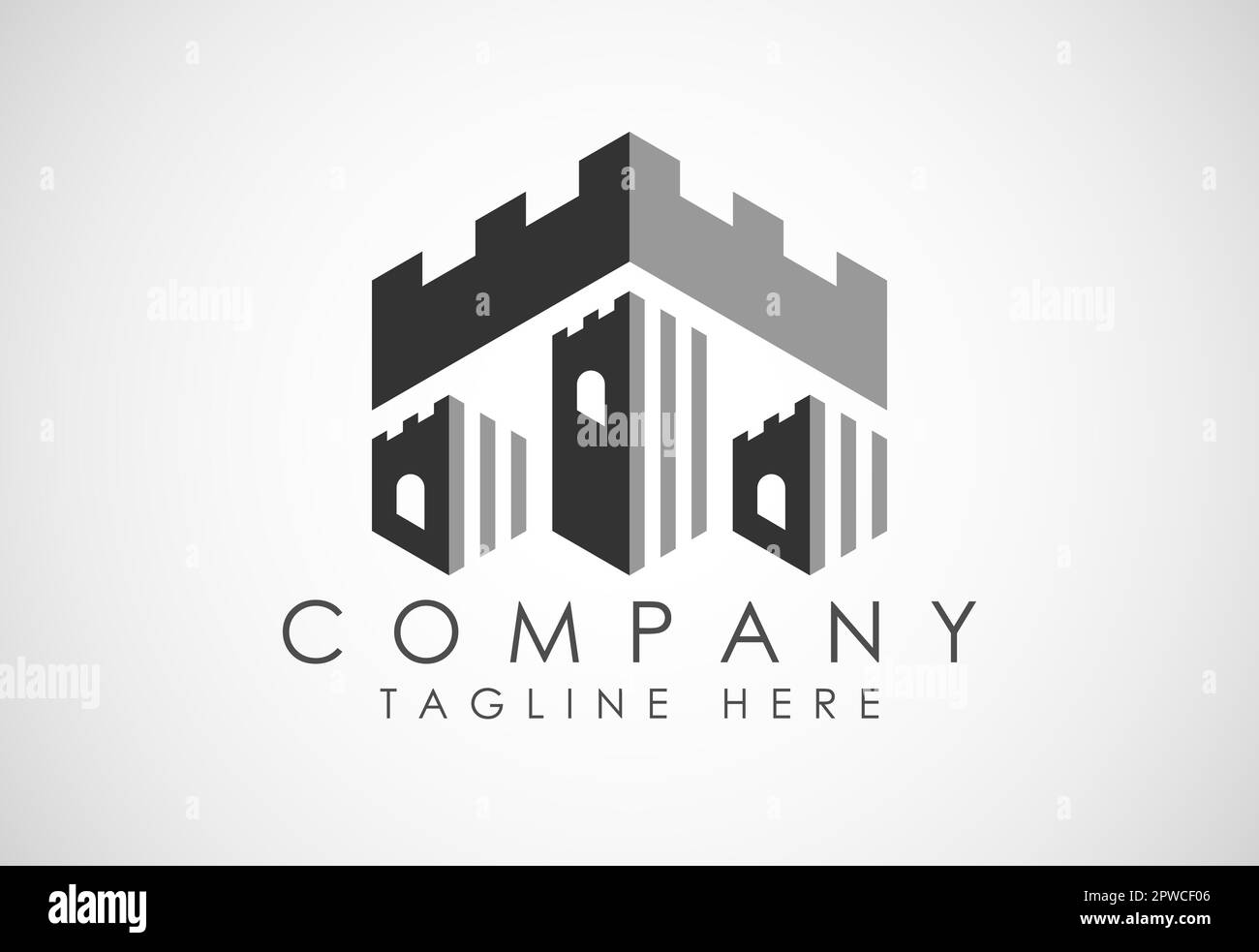 Castle tower logo design vector illustration. Castle icon sign symbol ...