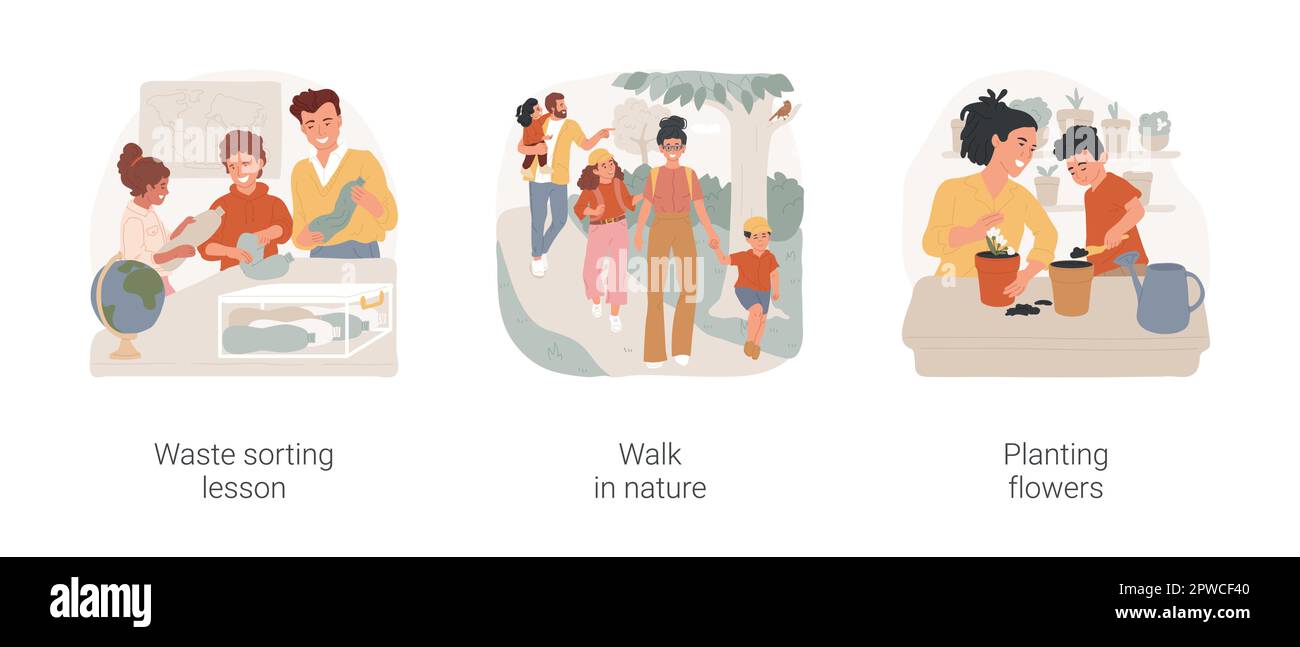 Earth Day isolated cartoon vector illustration set. Waste sorting ...