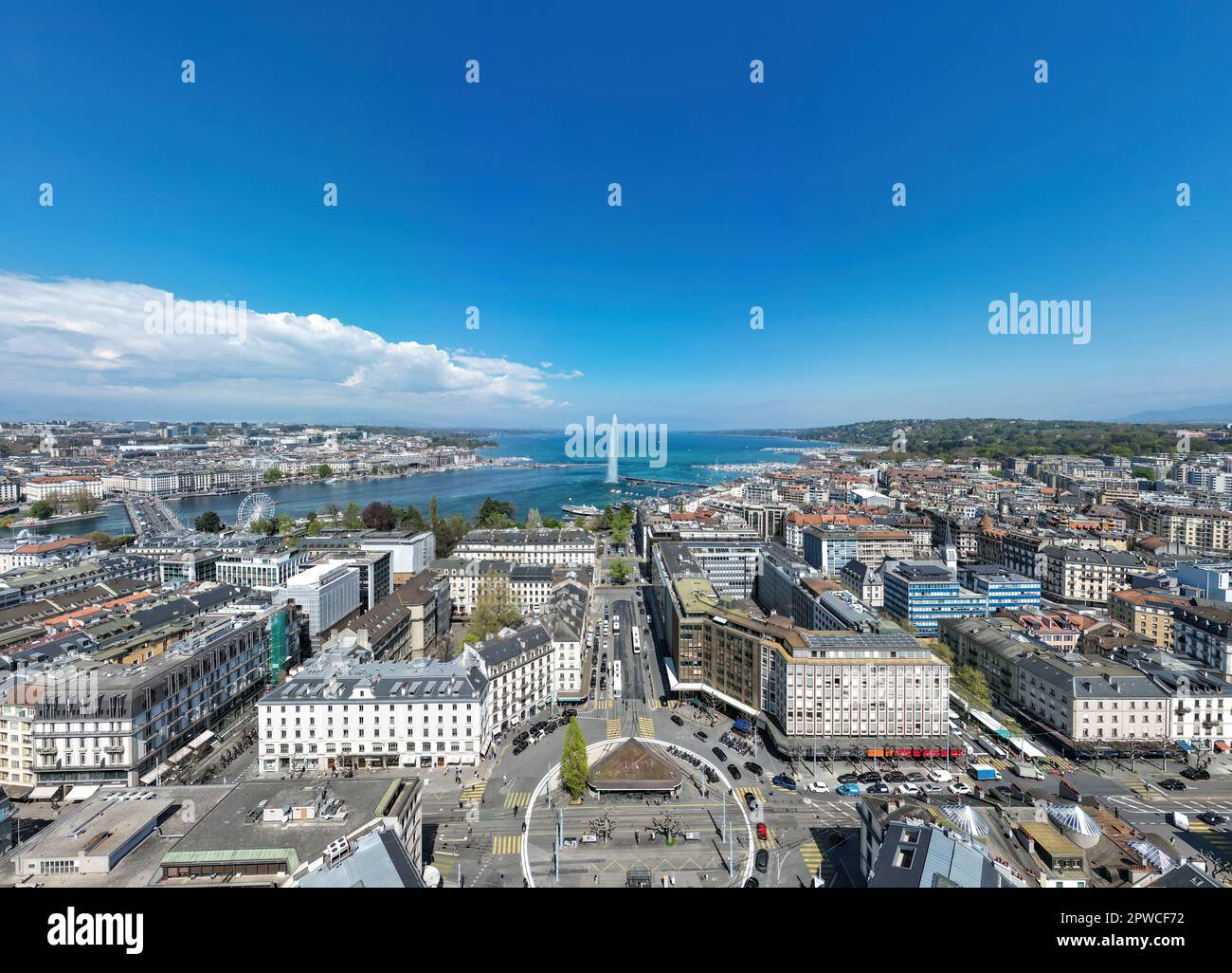 Beautiful city center of Geneva with Lake Leman Stock Photo - Alamy