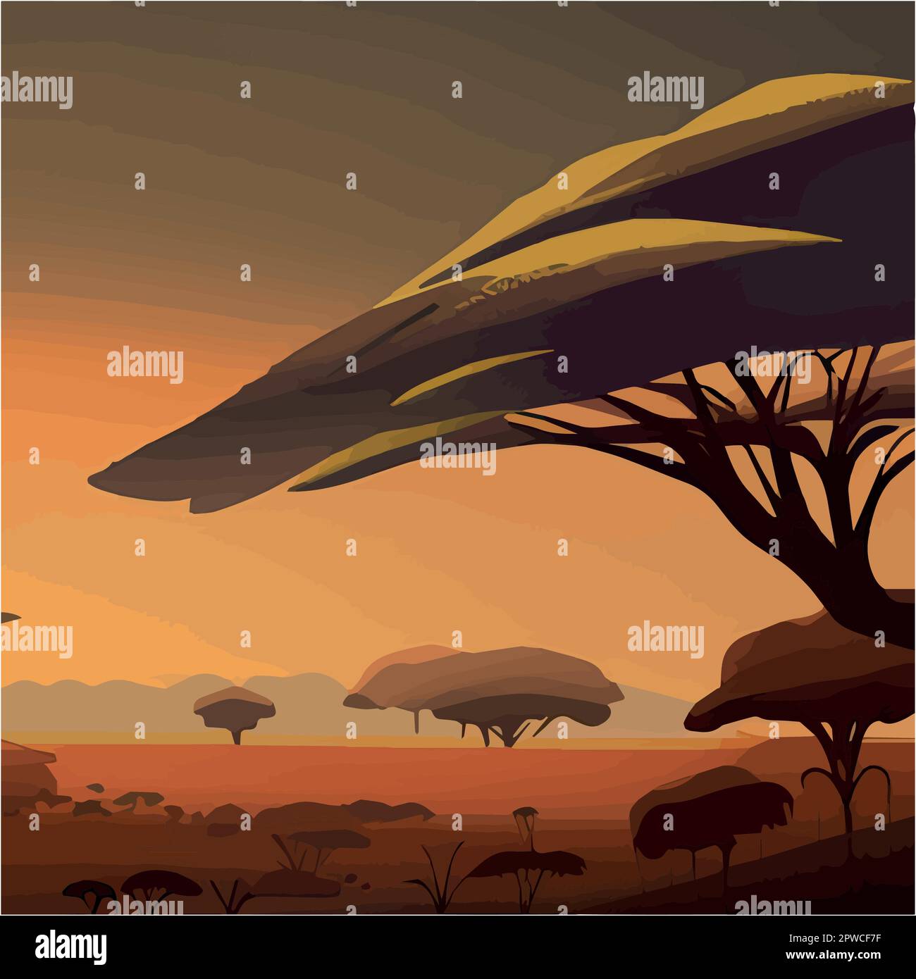 Steppe trees Stock Vector Images - Alamy