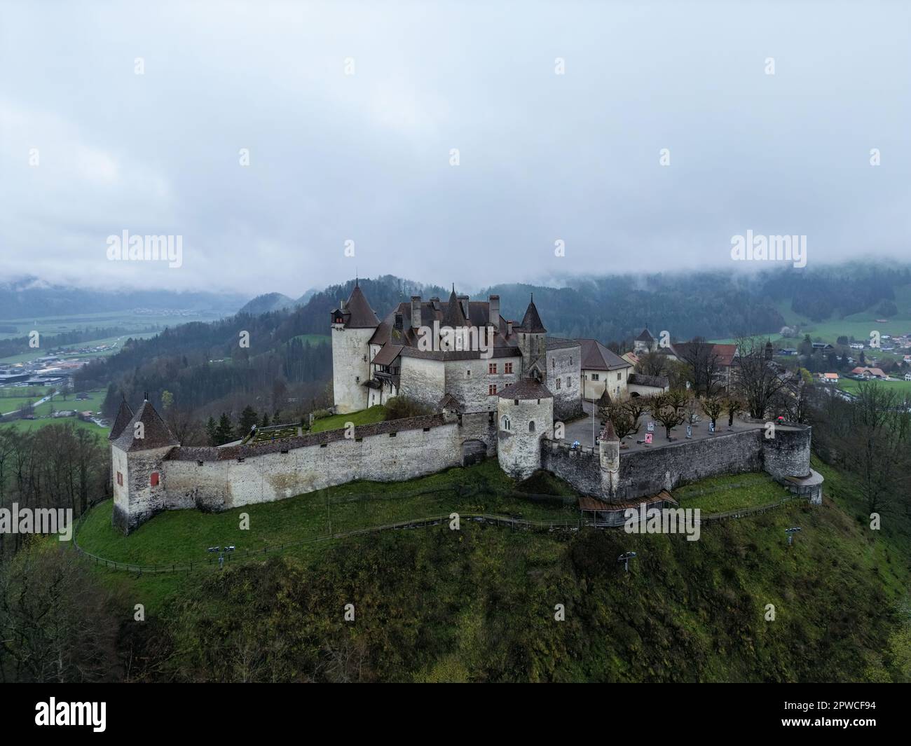 Famous Gruyere Castle in Switzerland also called Schloss Greyerz Stock ...