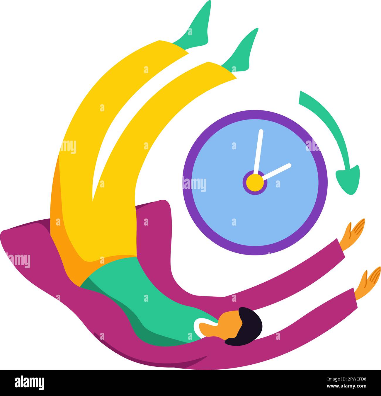 Employee with clock, deadline and working tasks Stock Vector Image ...