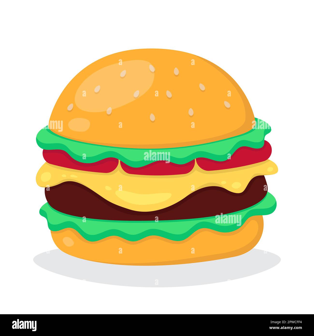 Cartoon image of a hamburger. Colored burger isolated on white ...