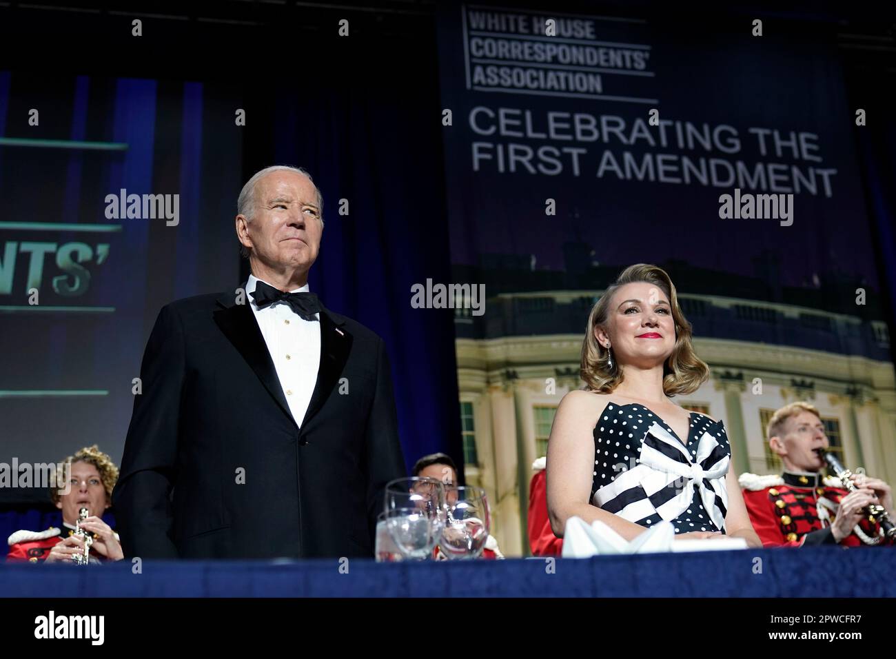 President Joe Biden and Tamara Keith, WHCA president, White House Correspondent for NPR and co ...