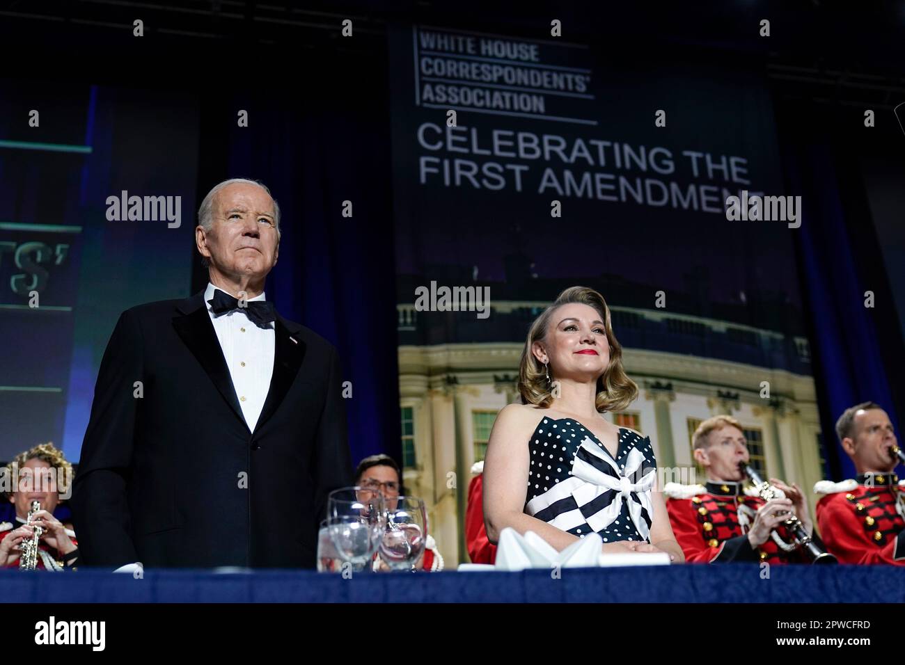 President Joe Biden and Tamara Keith, WHCA president, White House ...