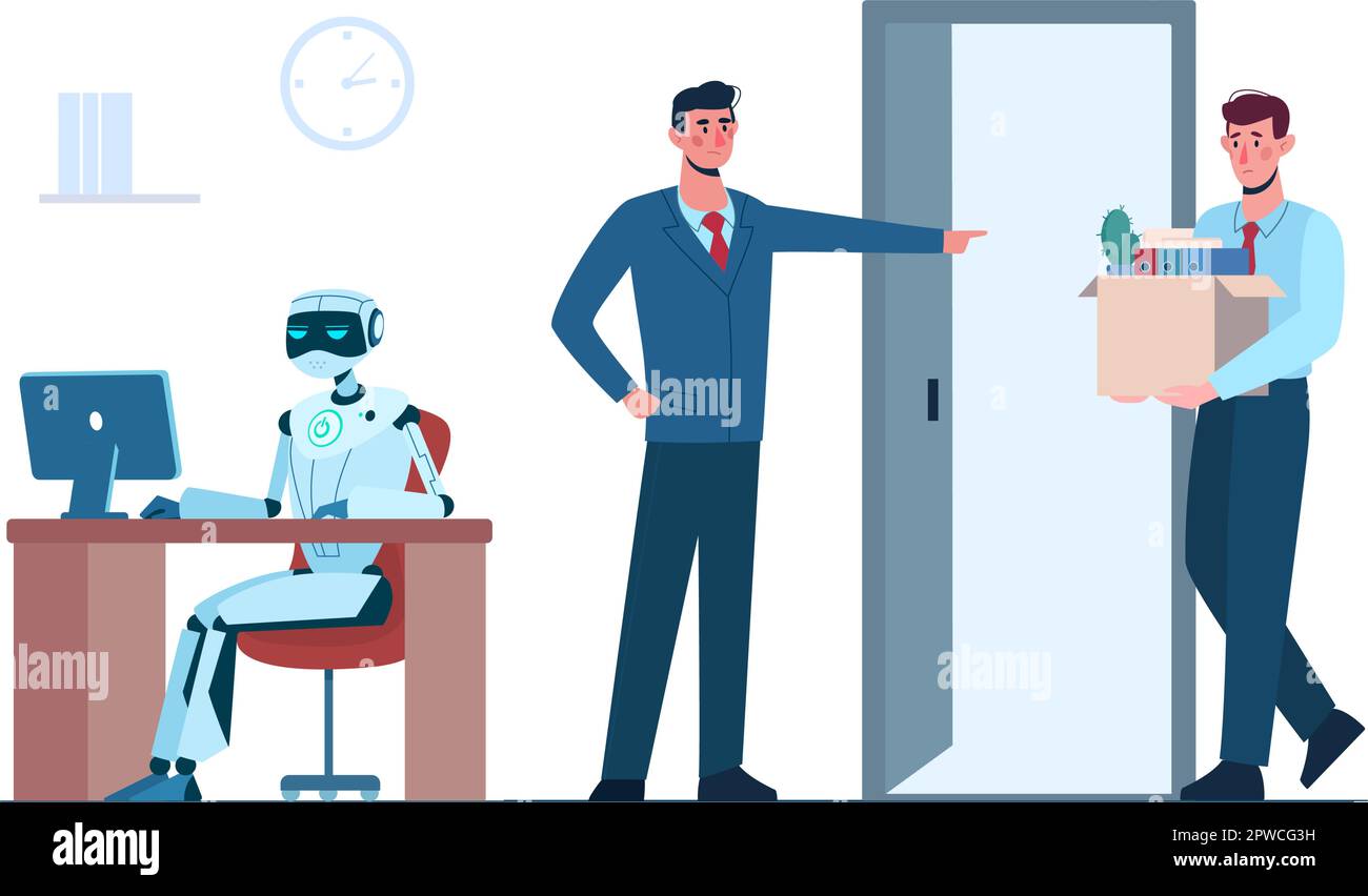 The robot is in the workplace, and person is fired. Man lost her job ...