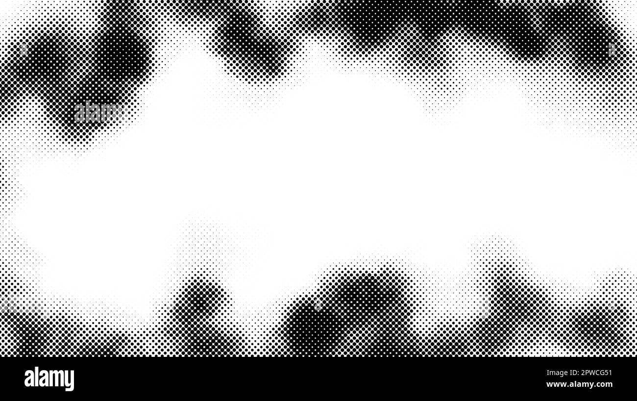 Halftone smoke frame texture. Black and white dotted fog or smog ...