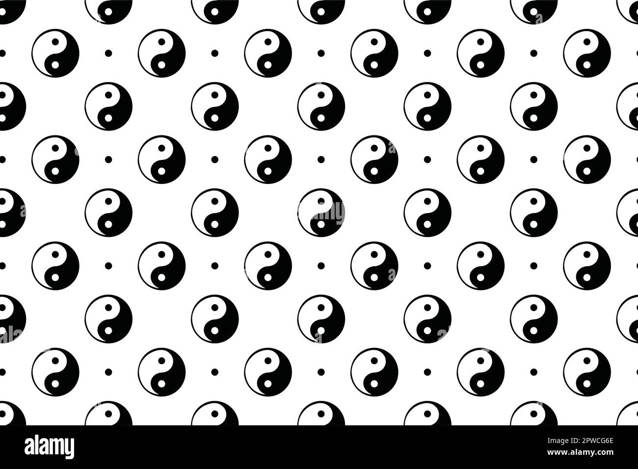 Yin yang seamless background. Feng Shui style fashion pattern. Hand ...