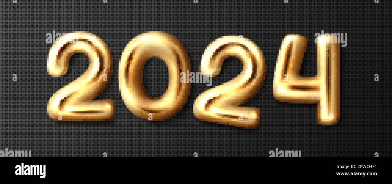 3d gold numbers of 2024 year. Happy New Year celebration party ...