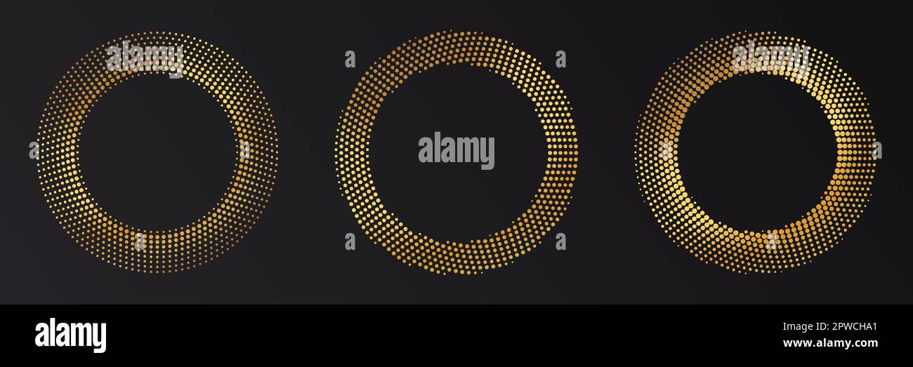Gold Halftone round frame. Golden luxury Halftone circle logo Stock ...