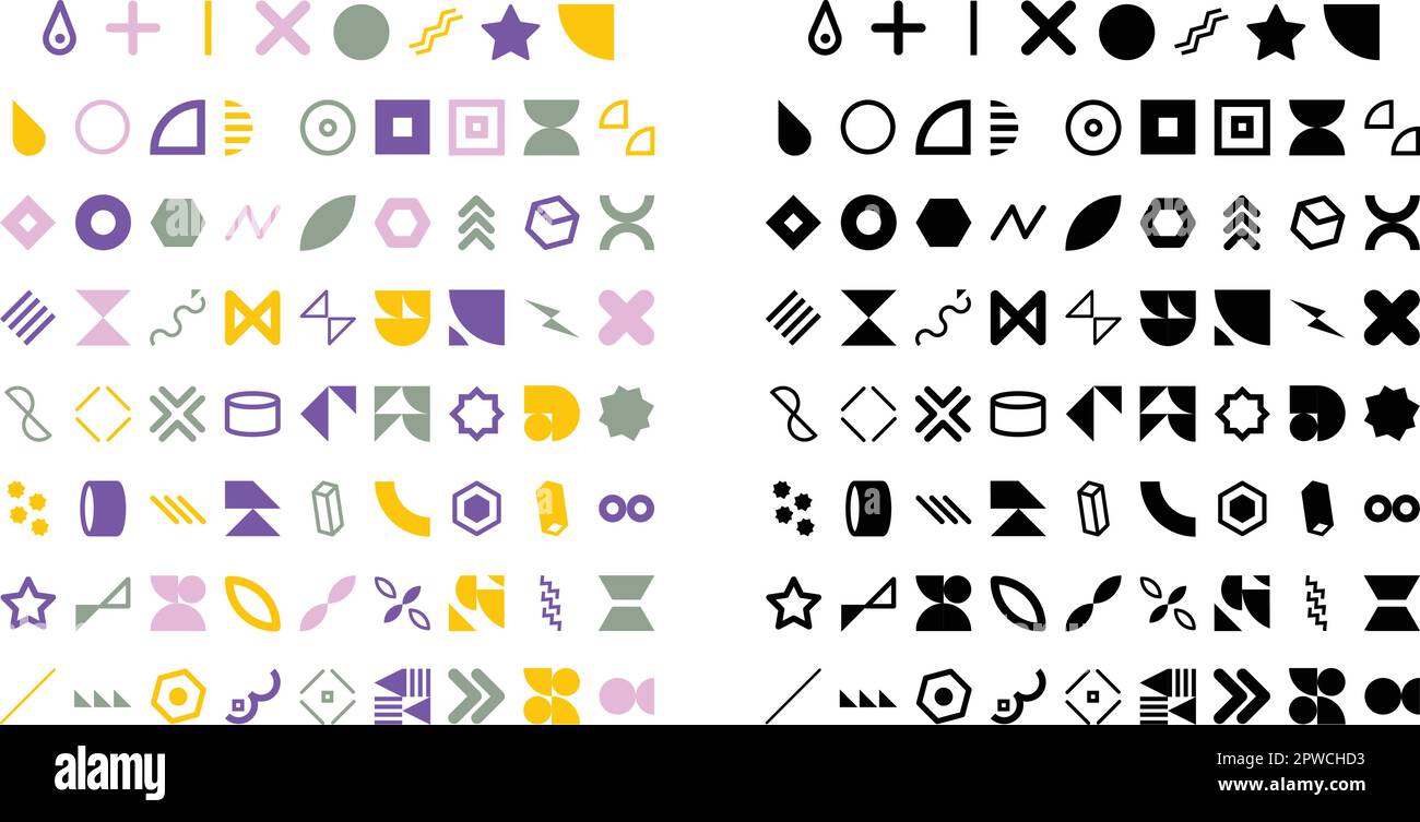 Set of graphic elements. Bauhaus and brutalism style inspired. Vector abstract linear elements ...