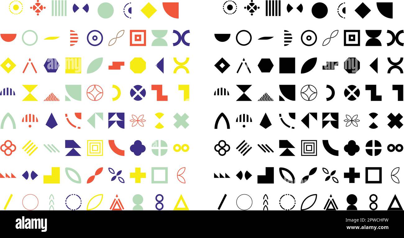 Set of graphic elements. Bauhaus and brutalism style inspired. Vector abstract linear elements ...