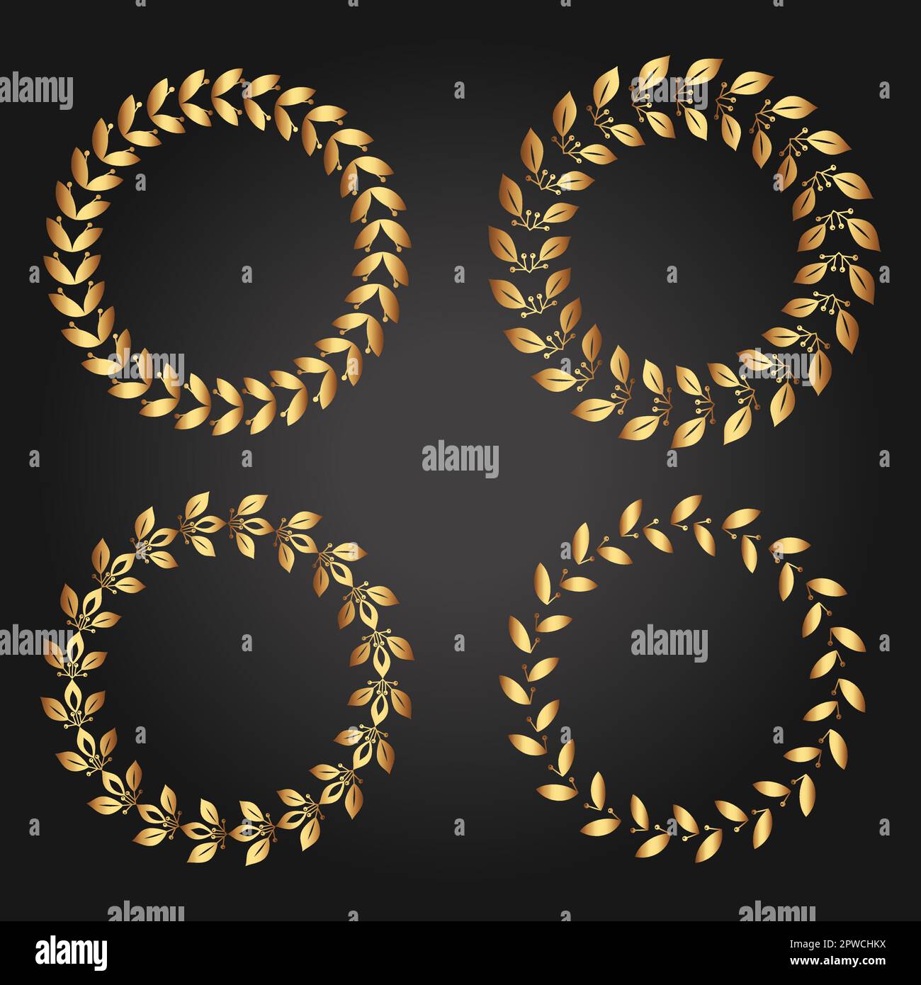 Golden Award wreath. Round Laurel wreath. Circle floral frame Stock ...