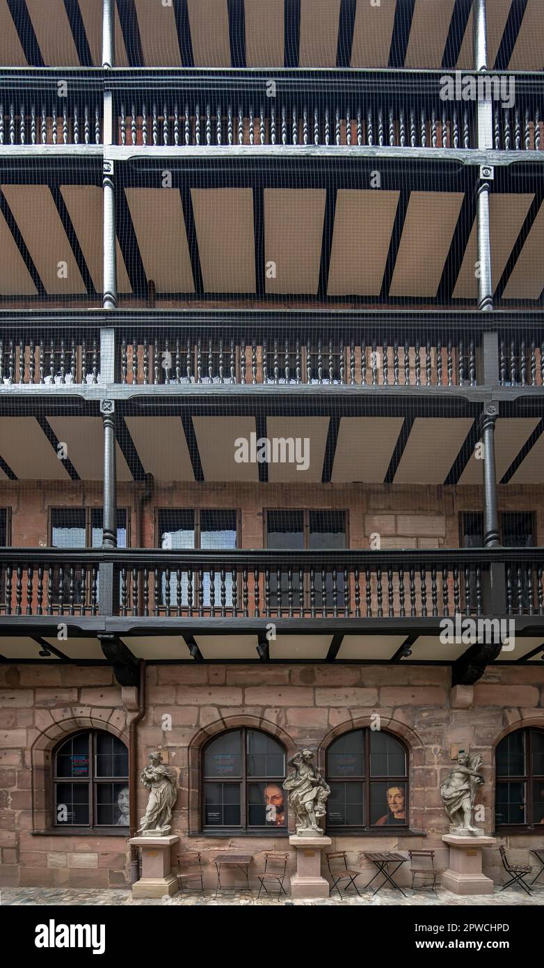 Historic courtyard with multi-storey galleries, Femobaus, 16th century ...