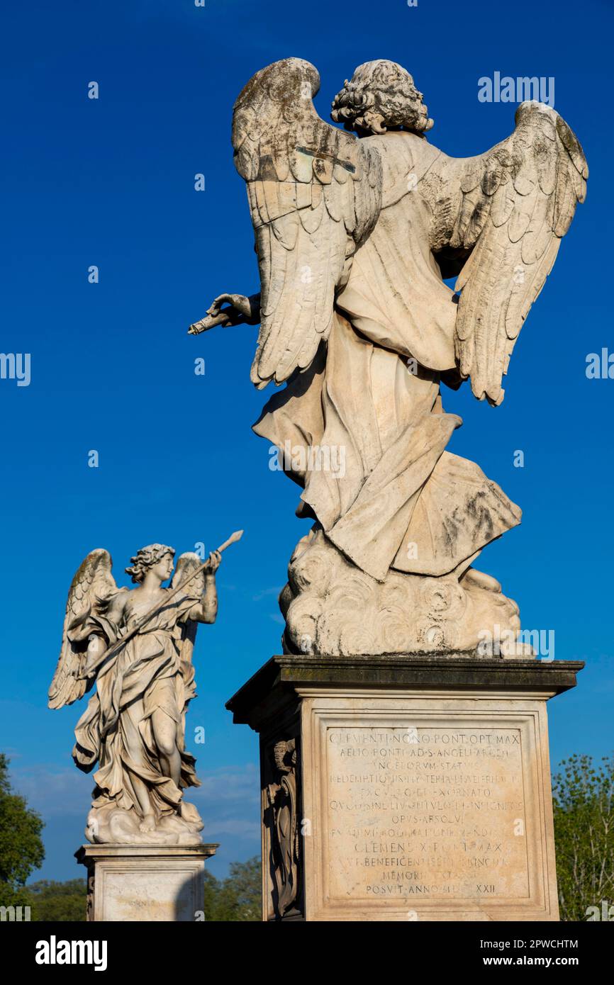 Angel Sculptures at Castel Sant'Angelo and the Aelius Bridge over the ...