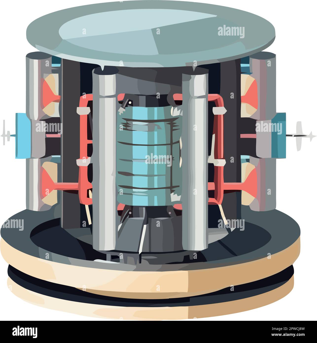 Shiny metal machinery symbolizes modern industrial design Stock Vector ...