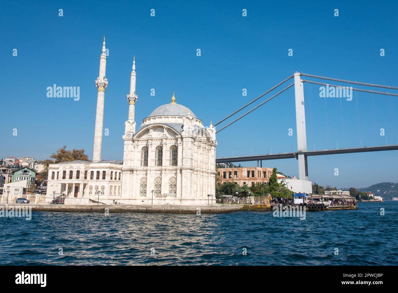 Bridge over the Bosporus and the Ortokay Mosque in Istanbul Stock Photo ...