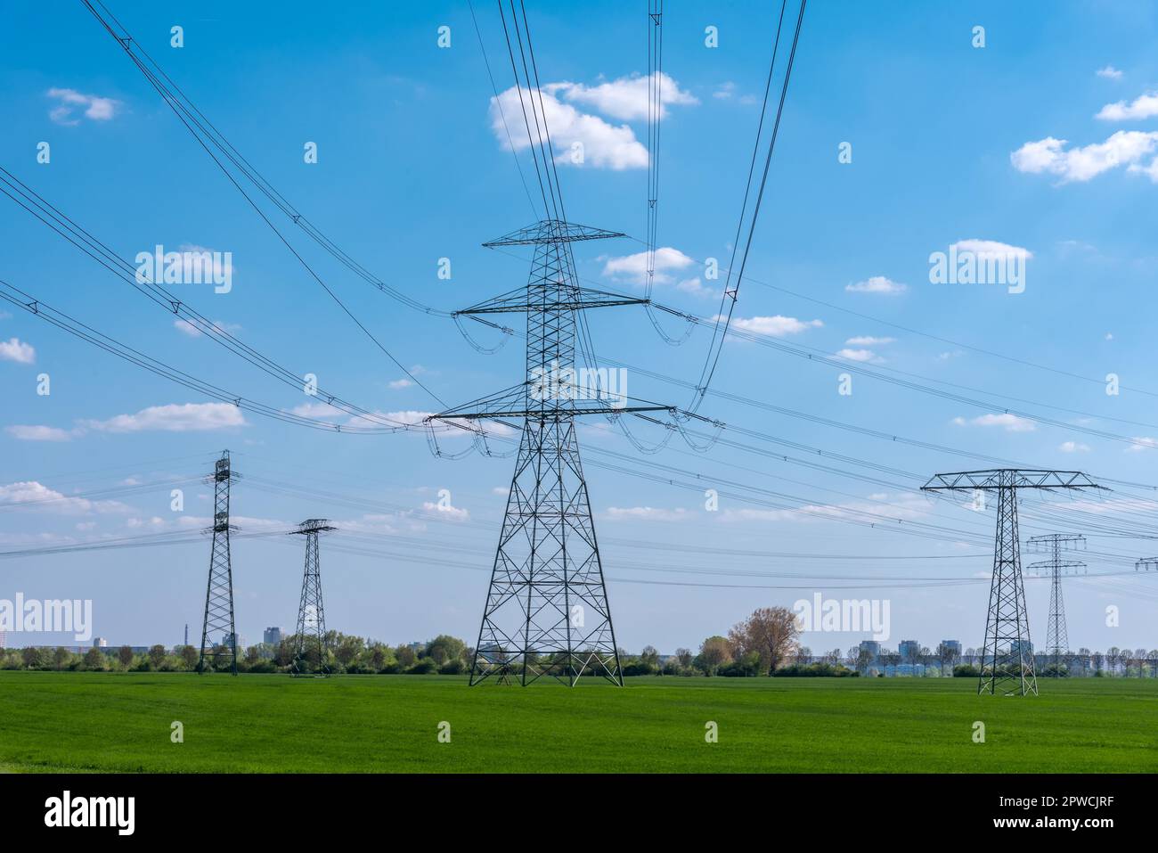 Power lines in rural Germany Stock Photo - Alamy