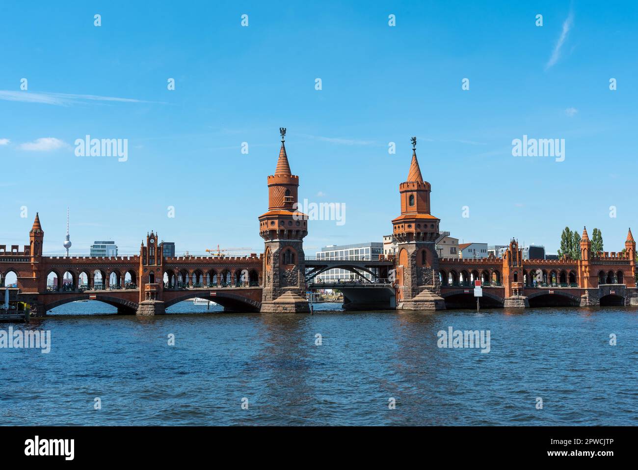 The Oberbaum Bridge in Berlin with the TV Tower in the background Stock ...