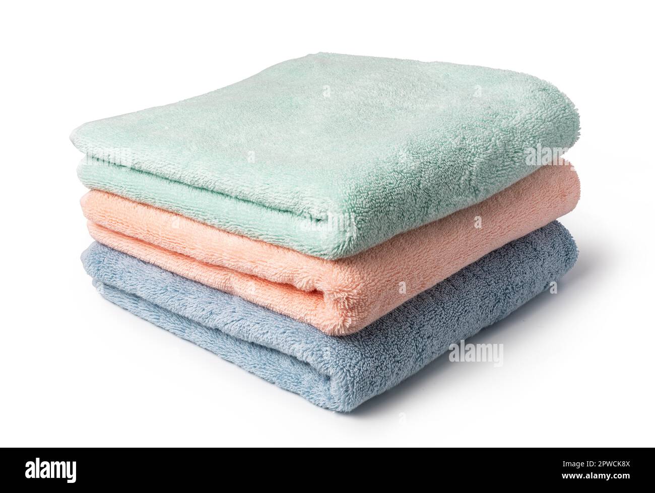 Stack of towels on a white background Stock Photo - Alamy
