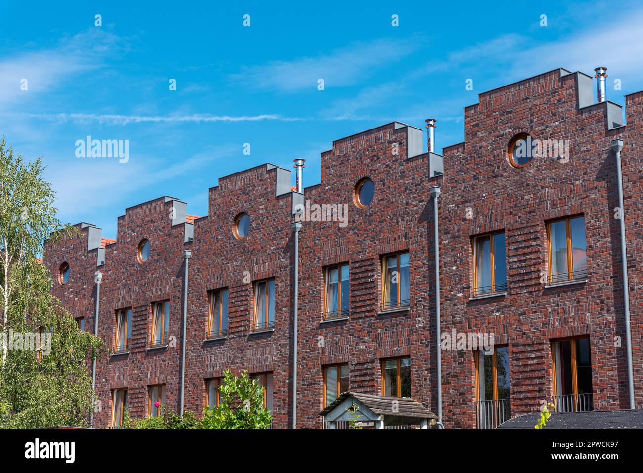 Row houses made of red bricks seen in Berlin, Germany Stock Photo - Alamy
