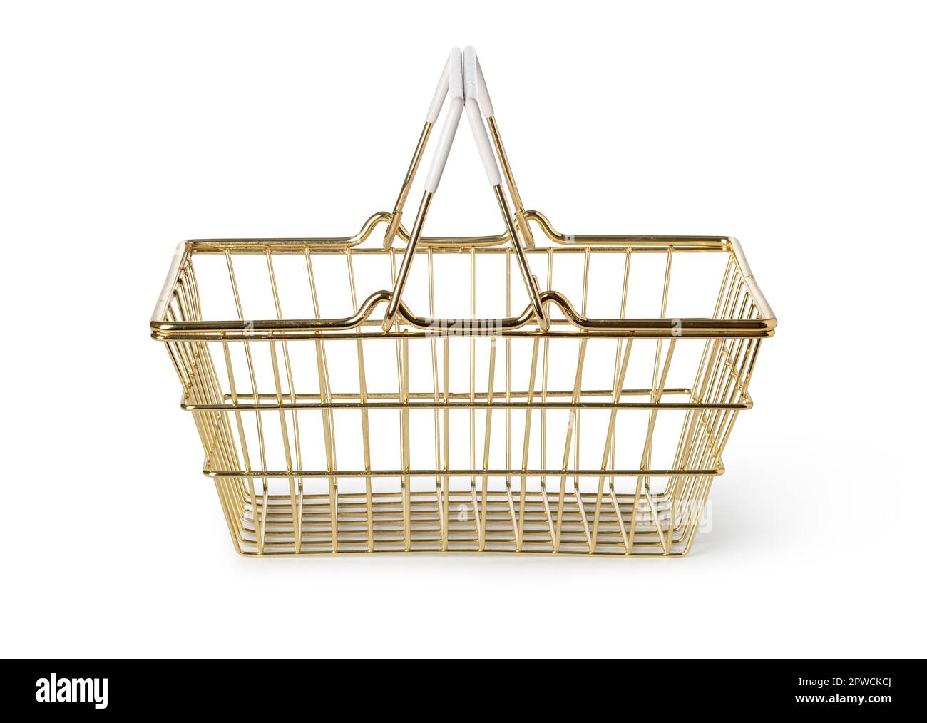 Golden basket isolated on white background Stock Photo - Alamy