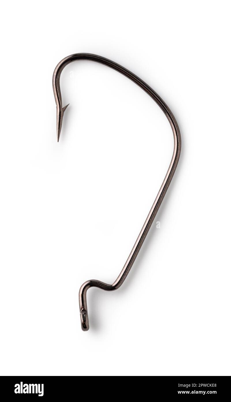 fishing hooks on a white background Stock Photo - Alamy