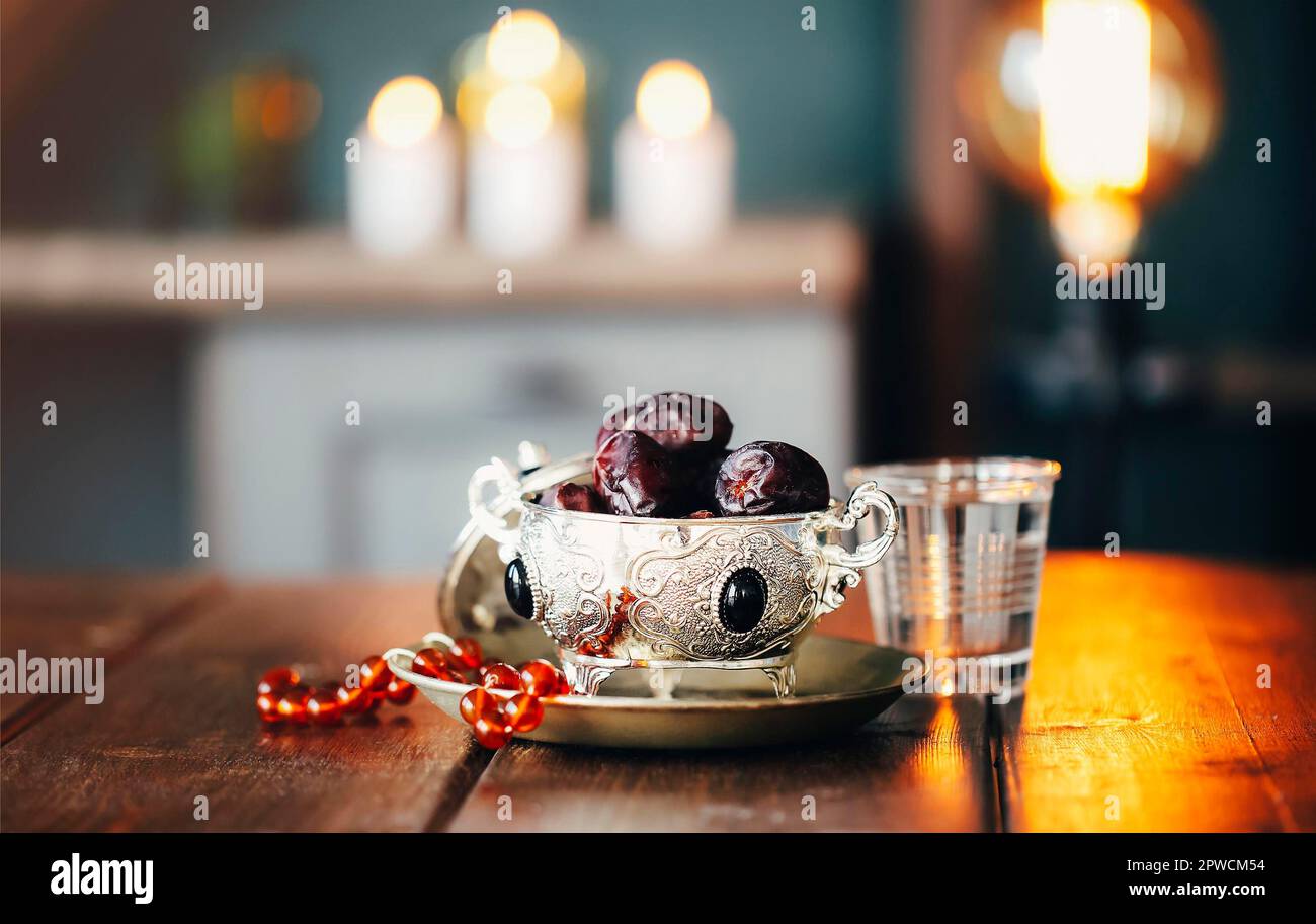 The Muslim feast of the Holy month of Ramadan Kareem. Background with a ...