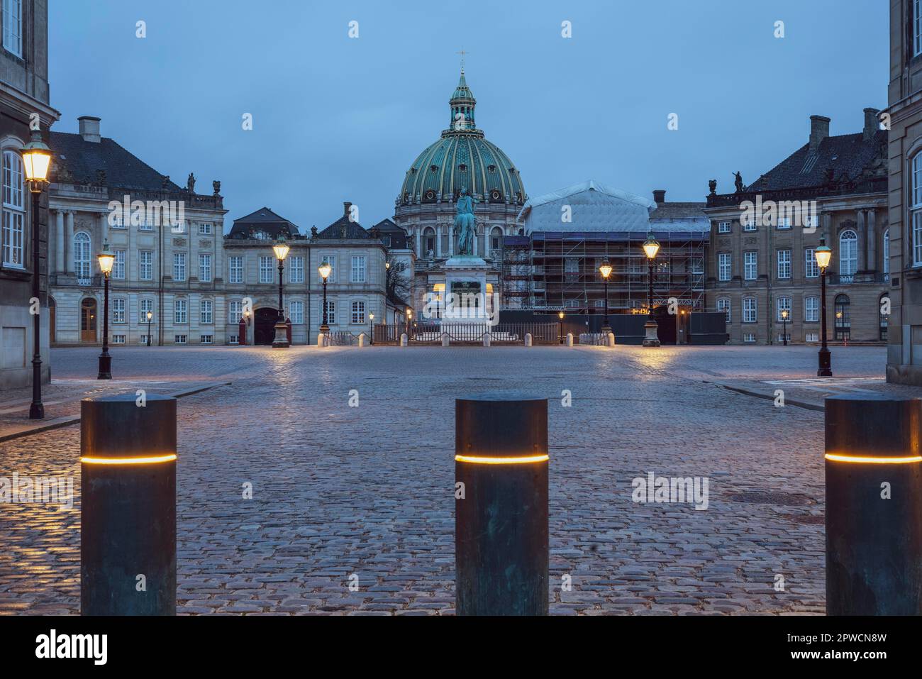 Amalienborg Palace and the dome of Frederik's Church, also called the ...