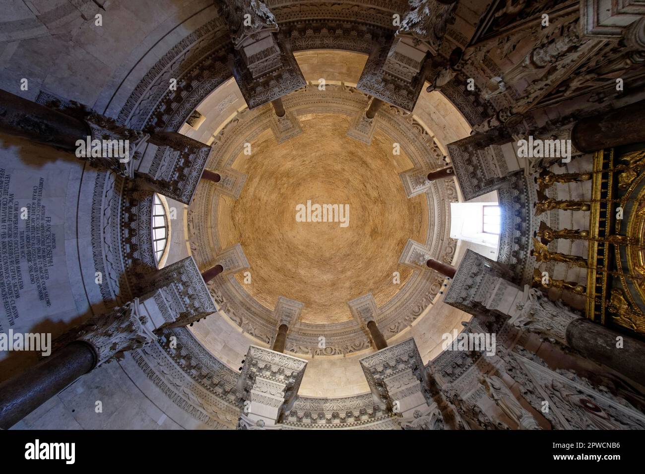 Diocletian's Palace, Sveti Duje Cathedral, dome, interior view, fisheye ...