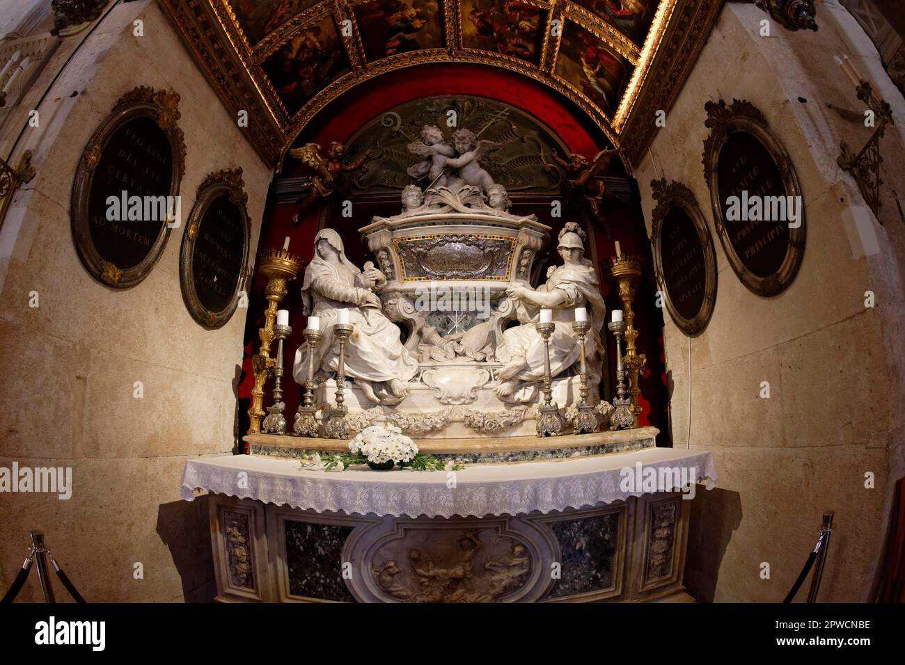 Diocletian's Palace, Sveti Duje Cathedral, Tomb, Interior view, Fisheye ...