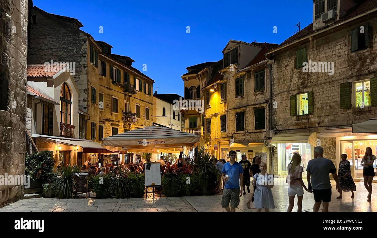 Trg Brace Radica (Fruit Square), Blue Hour, Split, Splitsko-Dalmatinska ...