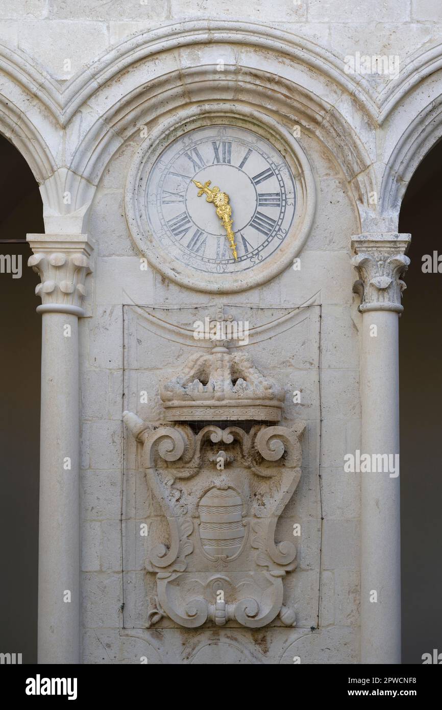 Pred Dvorom, Rector's Palace, Inner Courtyard, Clock, Dubrovnik ...