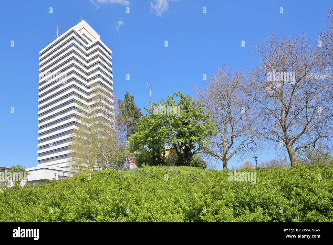 Modern city hall and landmark, high-rise building, Kaiserslautern ...