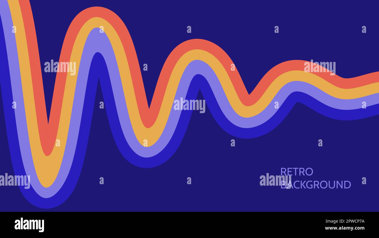 Retro lines style background. Colourful abstract wavy wallpaper ...