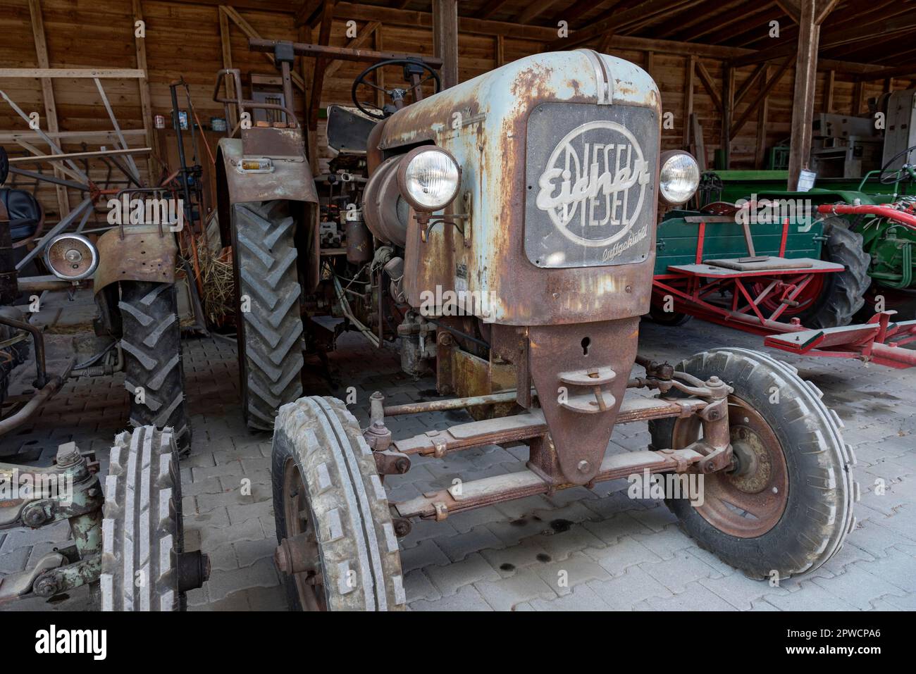 Vintage tractor, Eicher diesel air-cooled ED 26 LE, year of construction 1959, remise ...