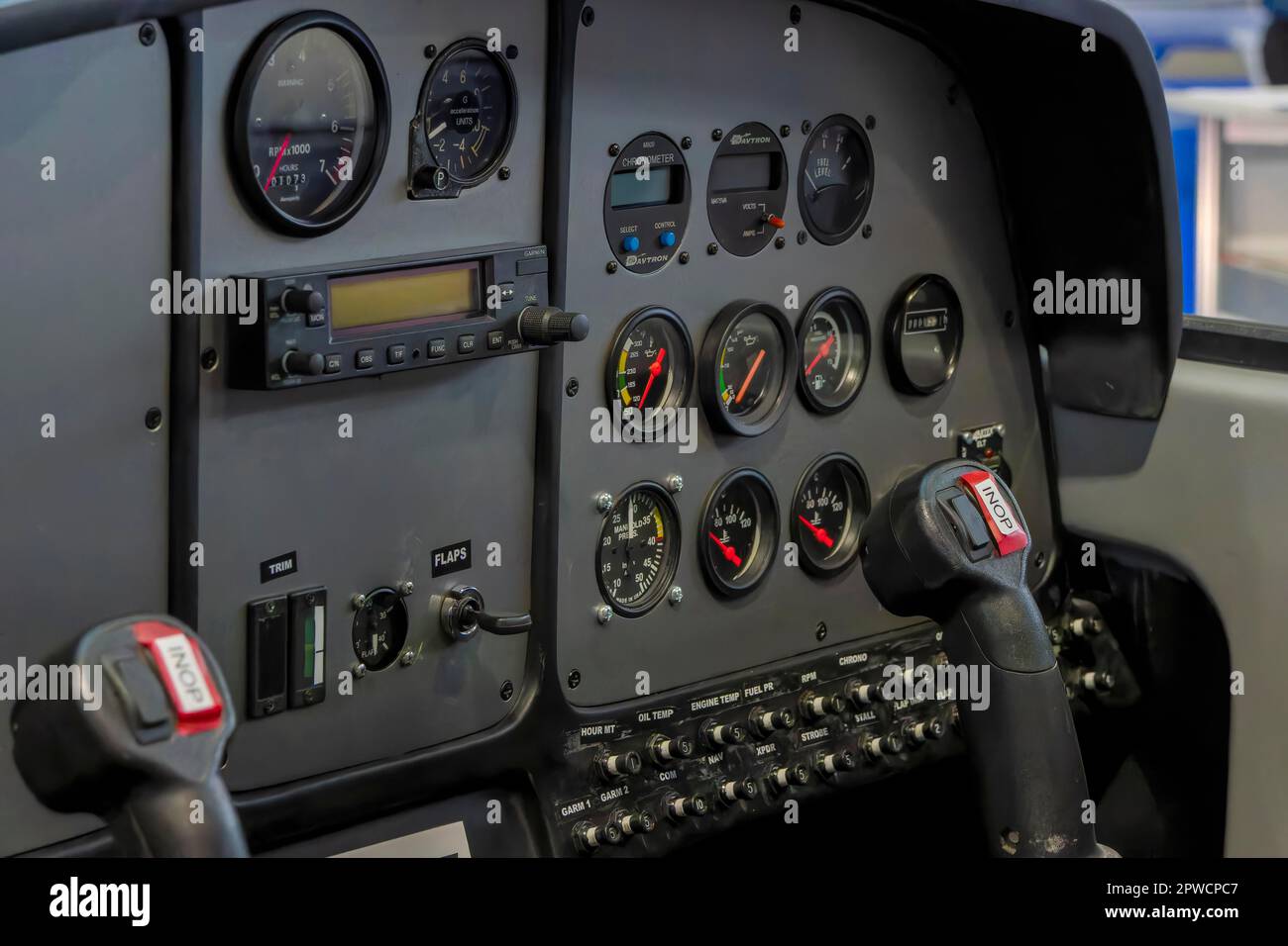 Classic pilot instrument panels (instrument unit) with clocks in the ...