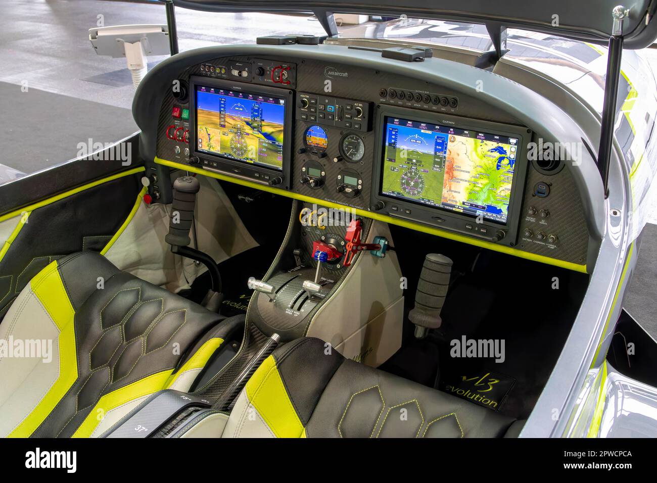 Modern pilot instrument panels with displays in the cockpit ...