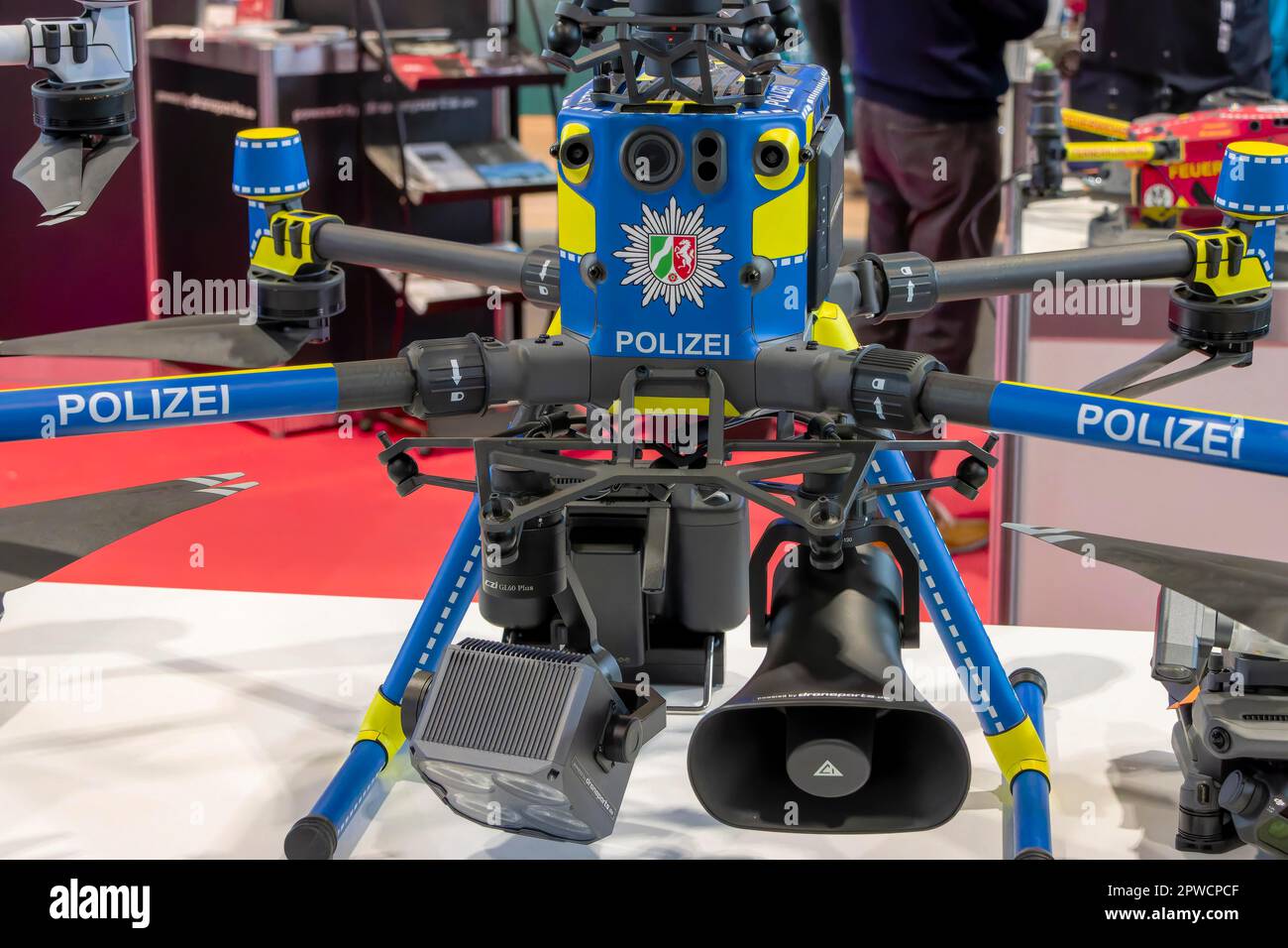 A small police drone with additional equipment, Friedrichshafen, Baden ...