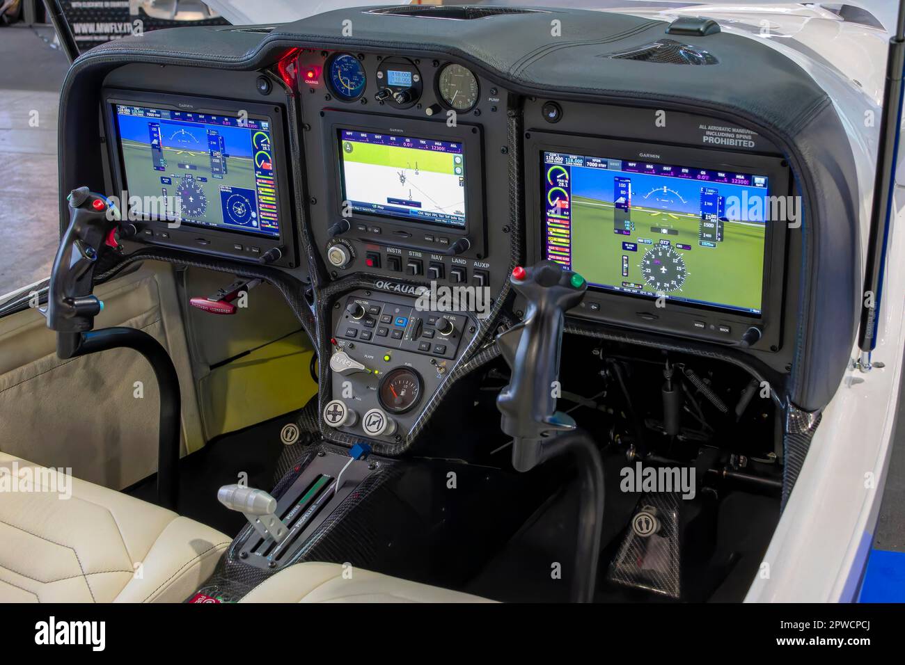 Modern pilot instrument panels with displays in the cockpit ...