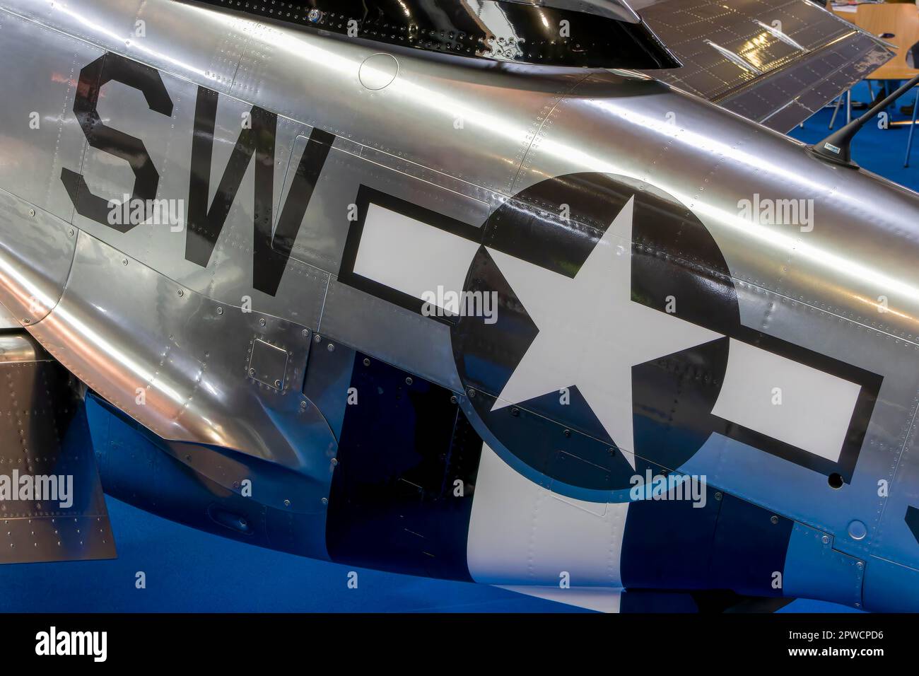 The central part of the aircraft with the American emblem with a star ...