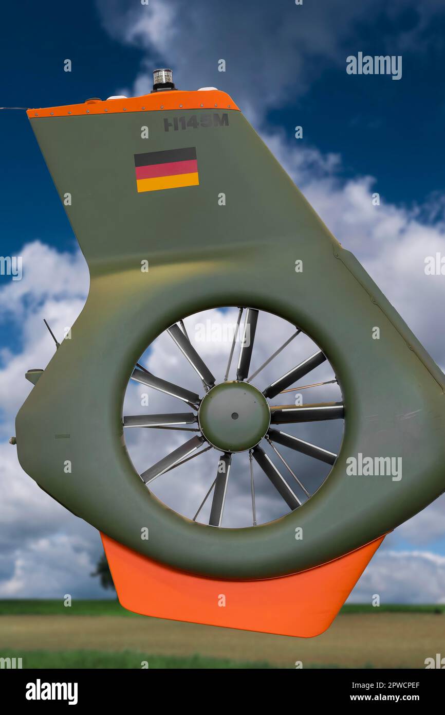 Detail of the grey-olive integrated tail propeller in the fin on the ...